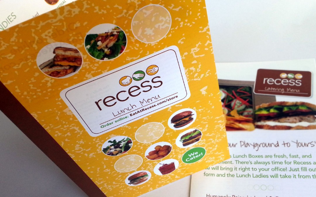 Recess Brochure and Menu Design | evolving door design